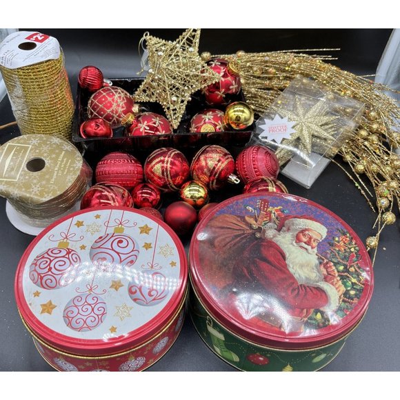Unbranded | Holiday | Large Christmas Decor Bundle 3 Items Gold Red New ...